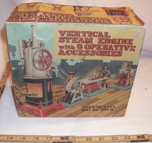 MARX VERTICAL STEAM ENGINE WITH ACCESSORIES TIN TOY BOX ONLY 1950s | eBay