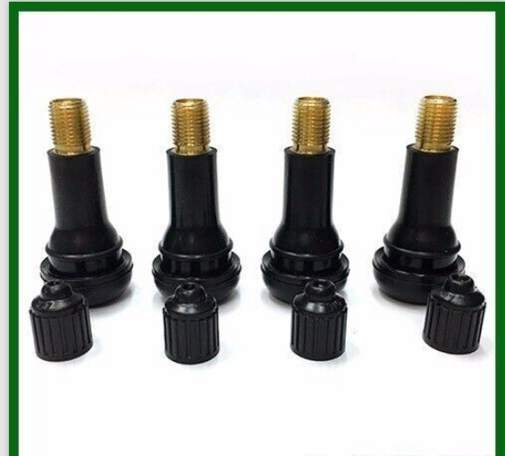 1 set of 4 pcs TR413 SNAP-IN TIRE VALVE STEMS WITH CAPS BLACK RUBBER | eBay