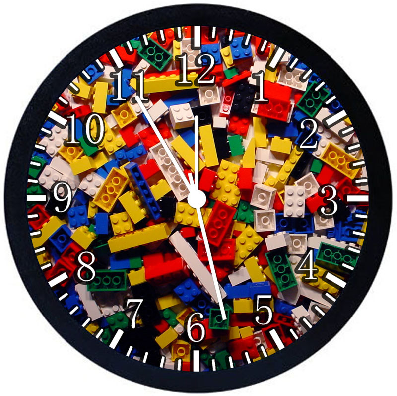 Lego Bricks Blocks Black Frame Wall Clock F22 | eBay