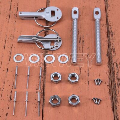 Universal Silver Car Flush Hood Mount Bonnet Latch Catch Pin Key ...