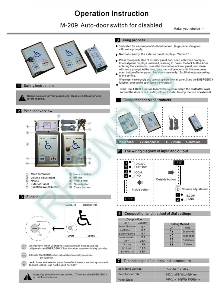 Auto-door Switch Sensor for Washroom/Restroom of Disabled Handicapped ...