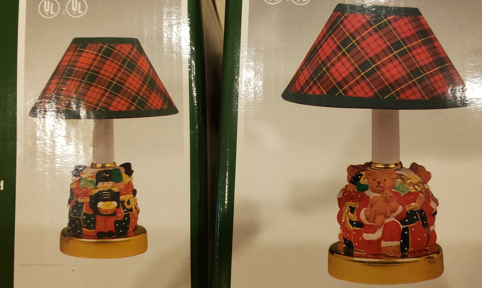 TWO Pacific Rim 8" Mini Christmas Table Lamp hand painted porcelain 40w ...