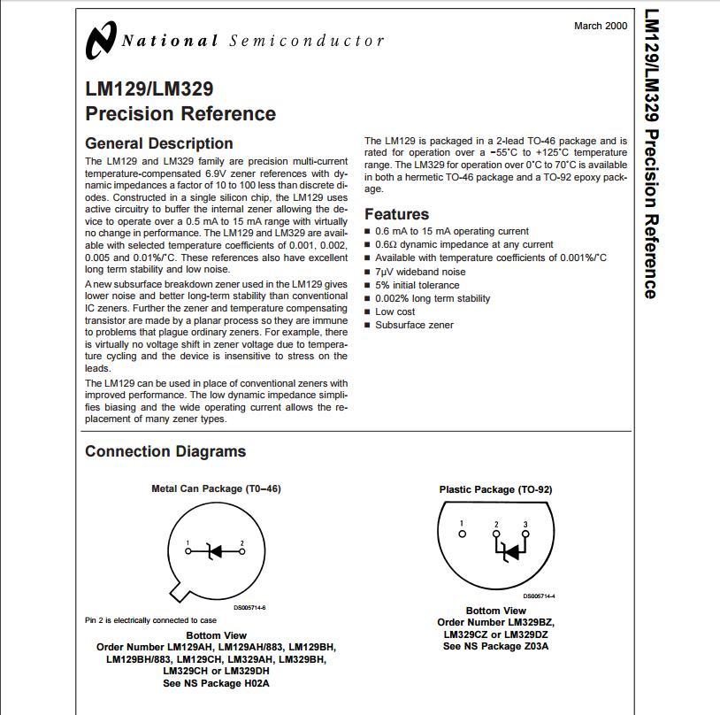 1X LM329BH 6.9V Precision Voltage Reference LM329 | eBay