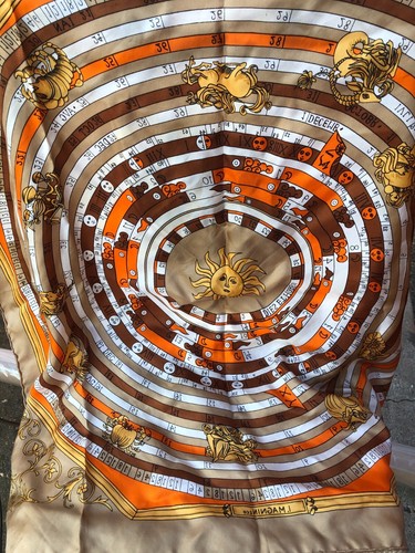 ZODIAC Astrology Signs *GOLD* RARE VINTAGE 1960s MOD SILK Scarf I ...