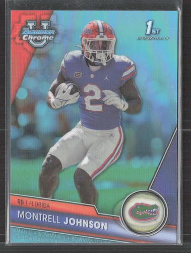 Montrell Johnson 2023 Bowman University Chrome 1st Aqua /299 #79 Gators ...