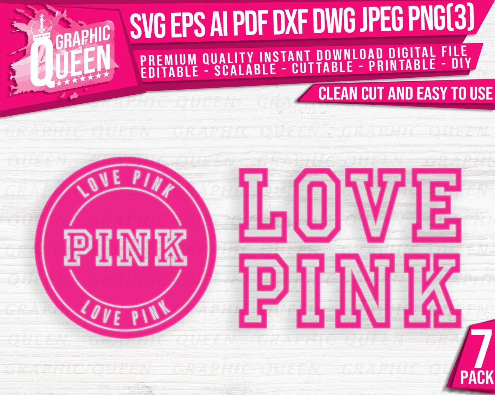 Love Pink BUNDLE logo digital file SVG Victoria Secret printable ...