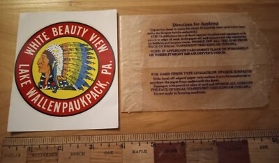 1960s NOS White Beauty View Resort Decal Sticker Lake Wallenpaukpack PA ...