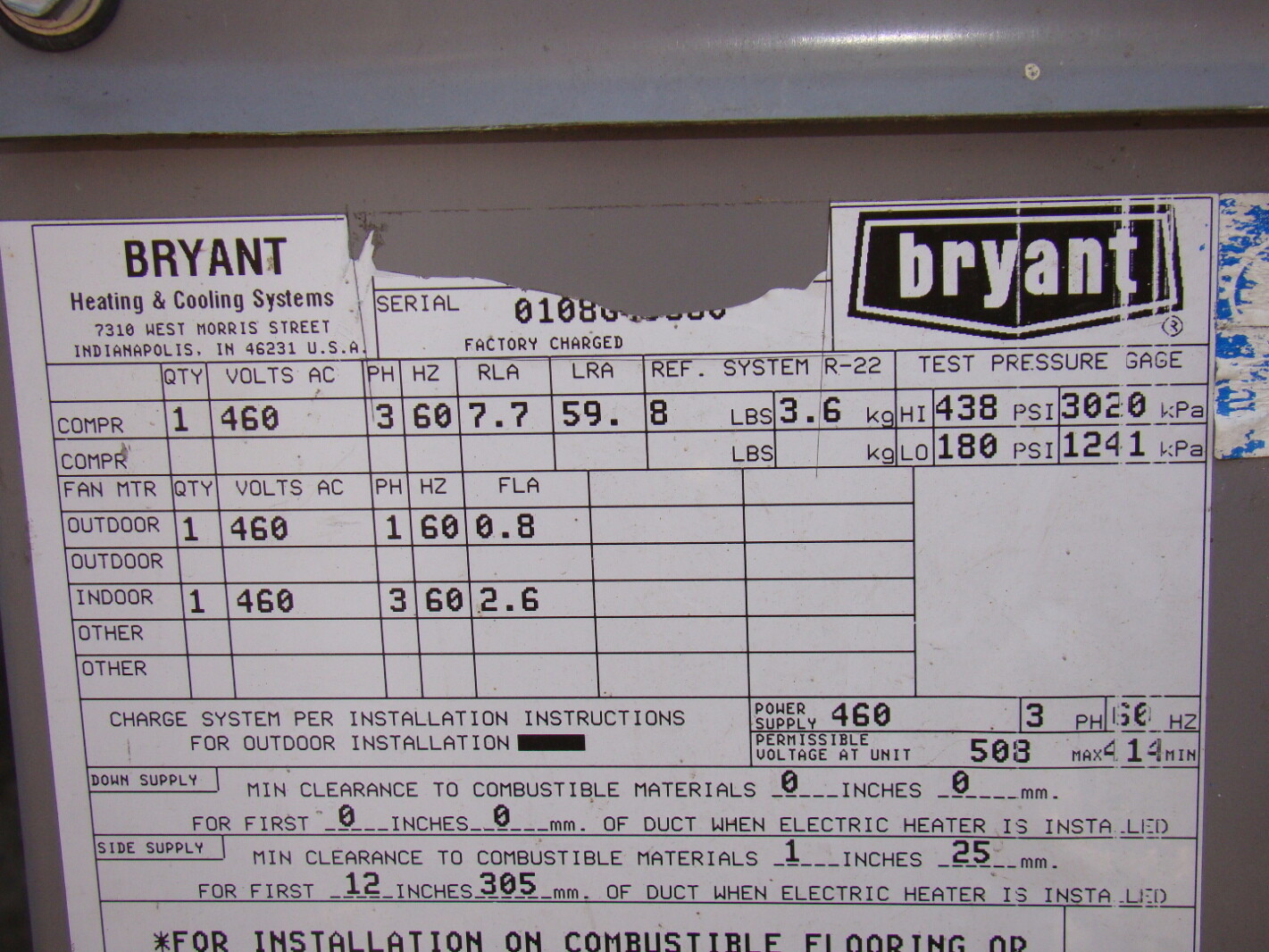 Bryant 4 TON 78,499 BTU Air Conditioning Unit 460v | eBay