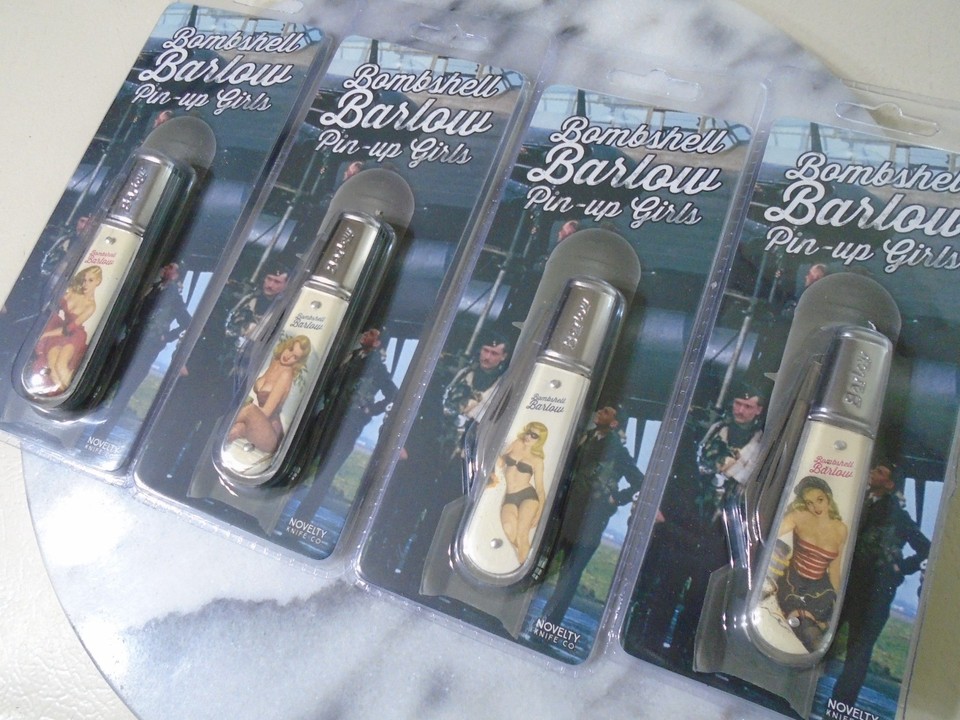 Sexy Bombshell 2 Blade Barlow Pocket Knife Set Lot 4 Knives Pinup Girls ...