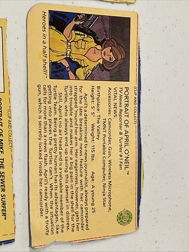 Vintage Teenage Mutant Ninja Turtles Card Back Lot of 5 TMNT File Cards ...