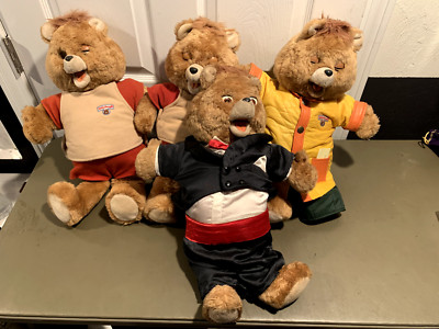 Lot of 4 Rare Vintage Teddy Ruxpin Bear Doll 1985 Tuxedo Yellow ...