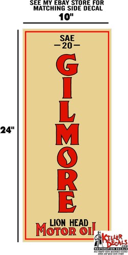 (GILM-LUB-1) 24" X10" GILMORE FRONT SMALL LUBSTER DECAL OIL TANK GAS ...