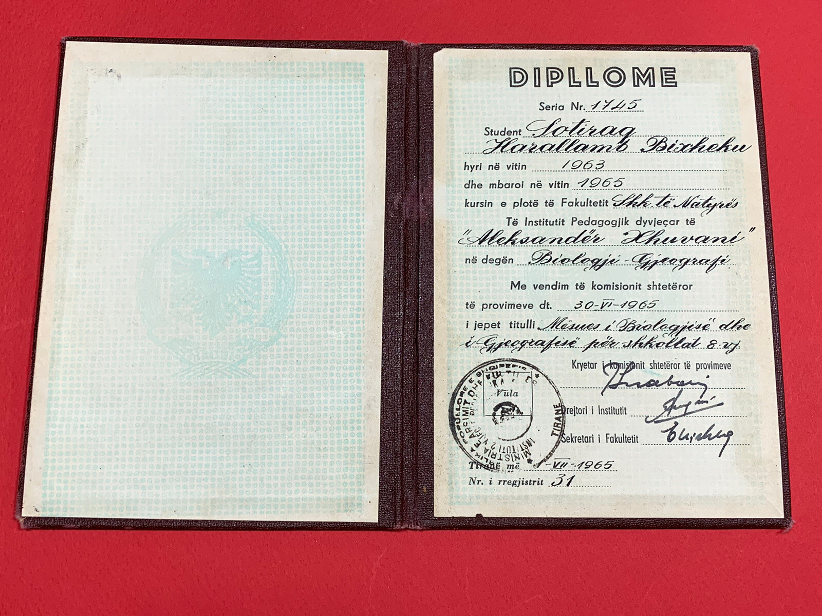 RARE ALBANIAN DOCUMENT DIPLOMA RECEIPT COMMUNISM TIME YEAR 1965 | eBay