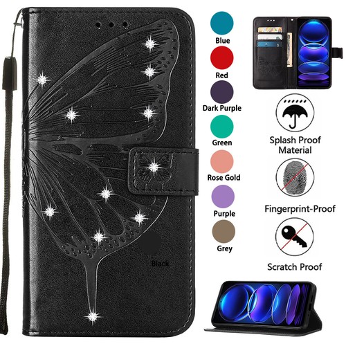 For Redmi Note12 Pro 10A K50 Butterfly Flip Card Wallet Leather Phone ...