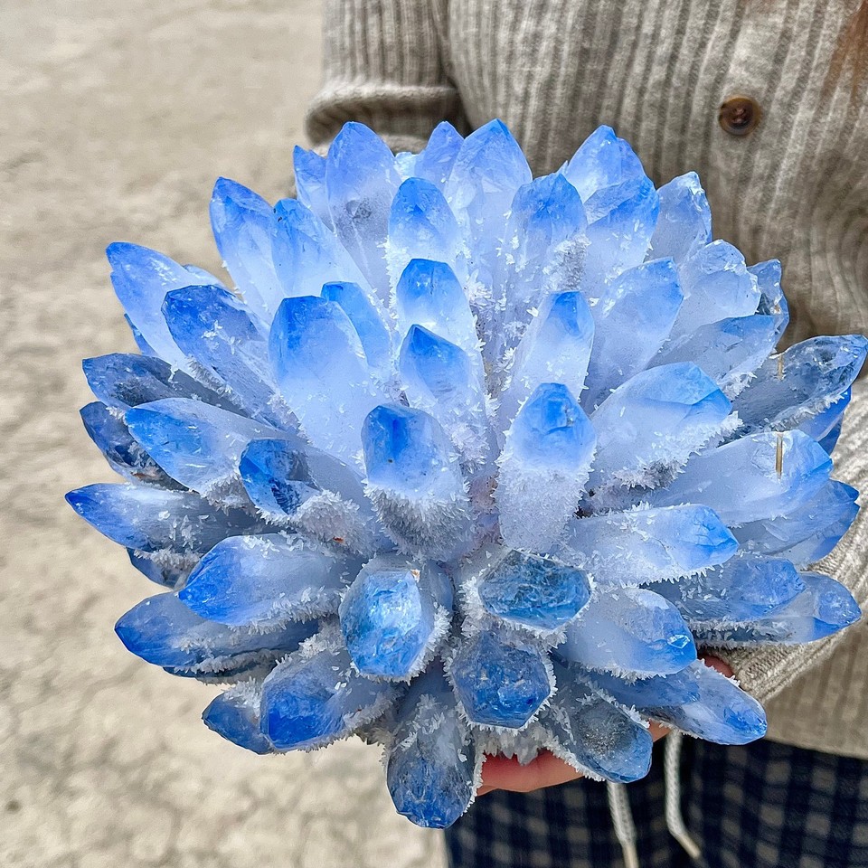 9.83LB Natural Blue Quartz Crystal Cluster Specimen Crystal Flowers ...