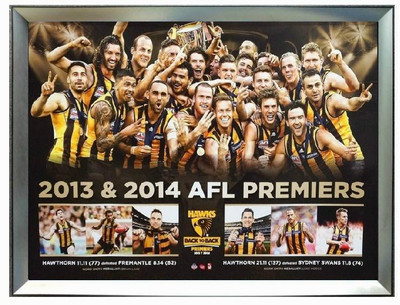 Hawthorn 2014 AFL Premiers 2013&2014 Back to Back Premiership Poster ...
