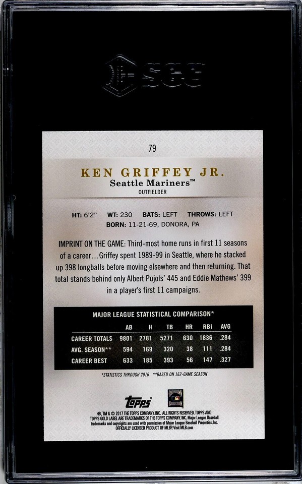 2017 Topps Gold Label #79 Ken Griffey Jr. Class 1 SGC 10 GEM MINT | eBay