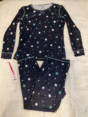 Justice Sleep Pajamas 2 Piece Set Size 16/18 Dark Blue With Stars | eBay