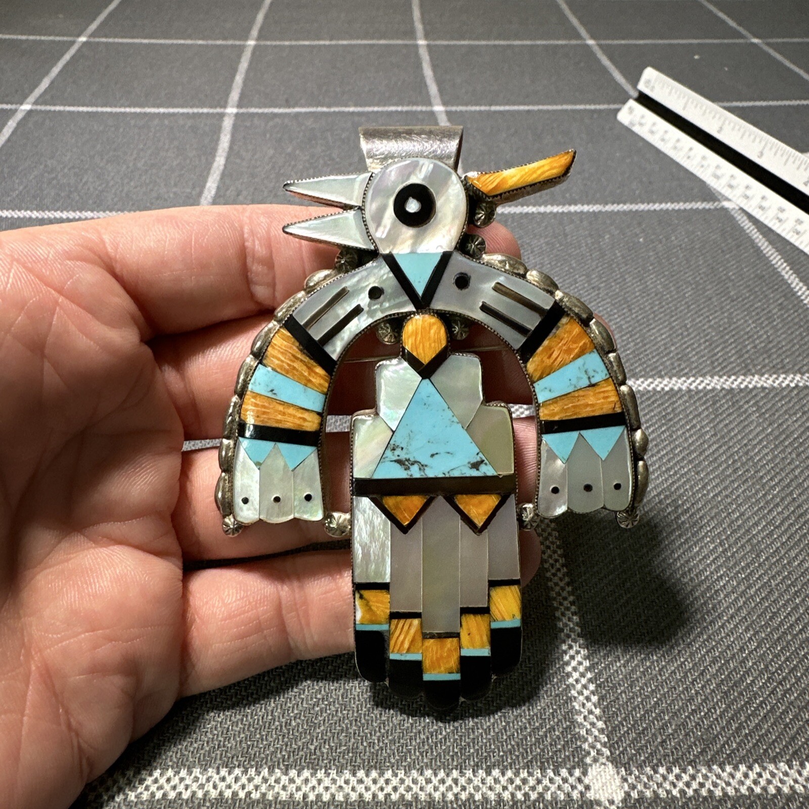 Massive Vintage Zuni Native American Inlay Bird Penda… - Gem