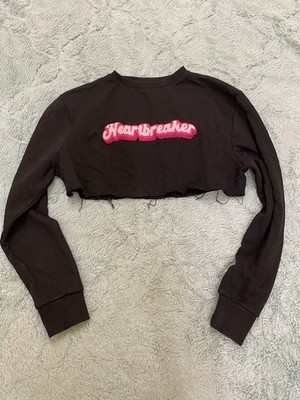 DollsKill Poster Girl Pink Heartbreaker Embroidered Black Sweatshirt ...