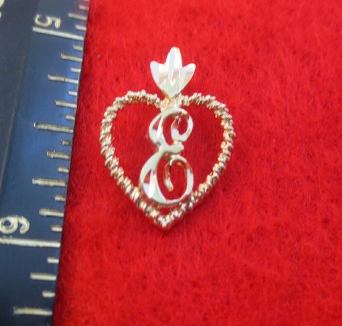 14KT GOLD EP LETTER E INITIAL HEART CHARM PENDANT | eBay Australia