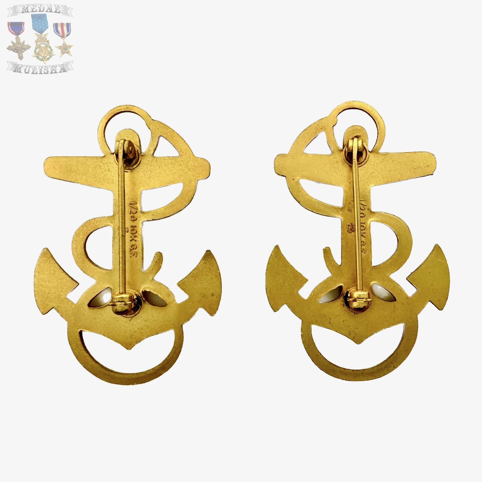 1/20 10K GOLD WWII NAVY AVIATION CADET INSIGNIA SET LEAVENS MFG. CO ...