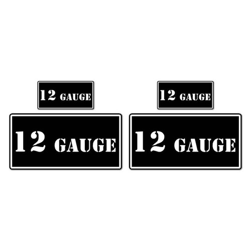 12 Gauge B&W Ammo Box Set, Vinyl Decal Sticker, 2@ 1"x2" & 2@ 2"x4 ...