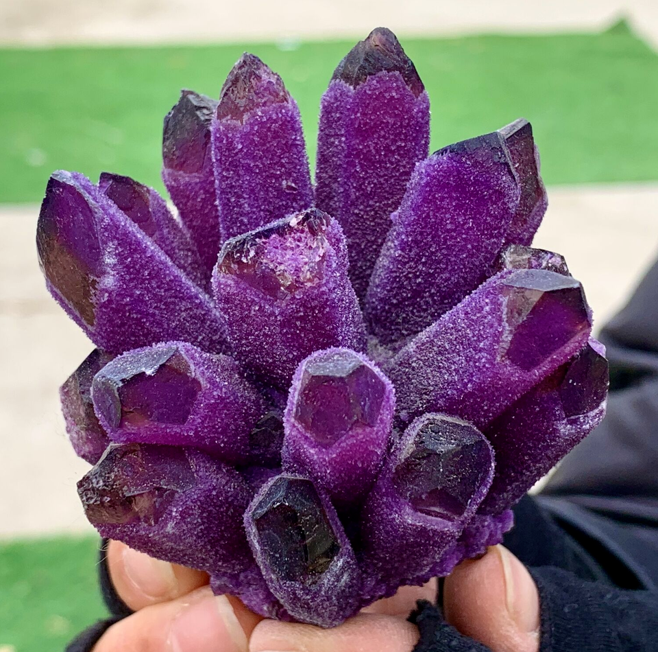 300G Natural Violet Amethyst Phantom Geode Quartz Cluster Crystal Home ...