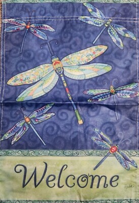 Welcome Dragonfly Spring Garden Flag Yard Sign 12X18" | eBay
