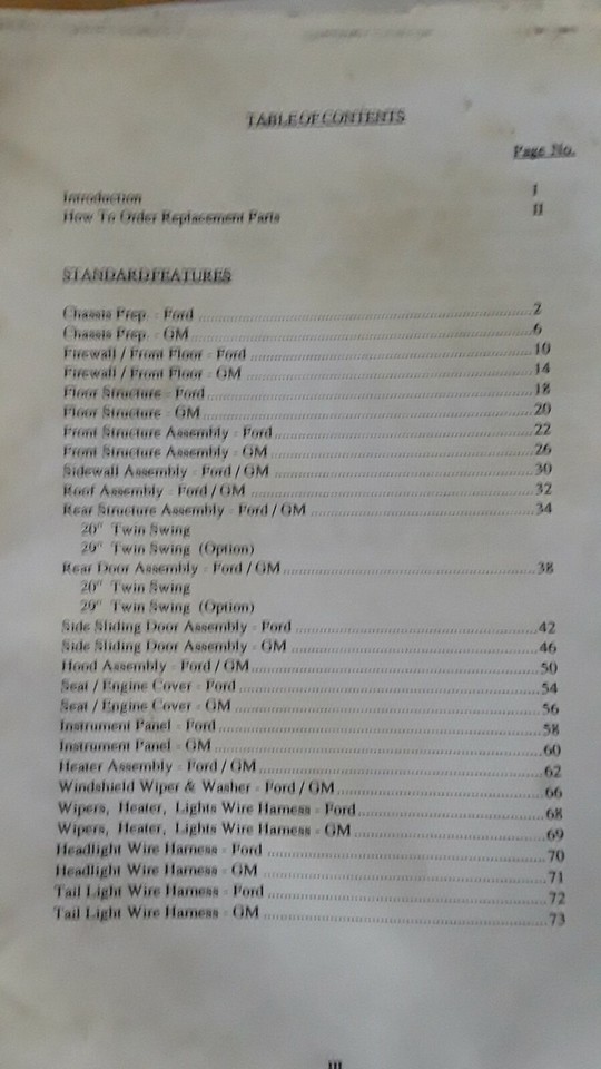 1995 Aeromaster Utilimaster Parts Book Catalog Manual Ford GM Utility ...