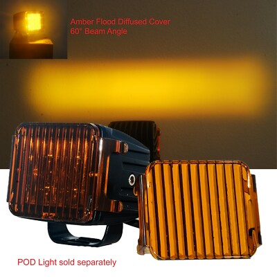 3" Amber Flood Diffused Lens Protective Cover for LED Pod Fog Snow Dust ...
