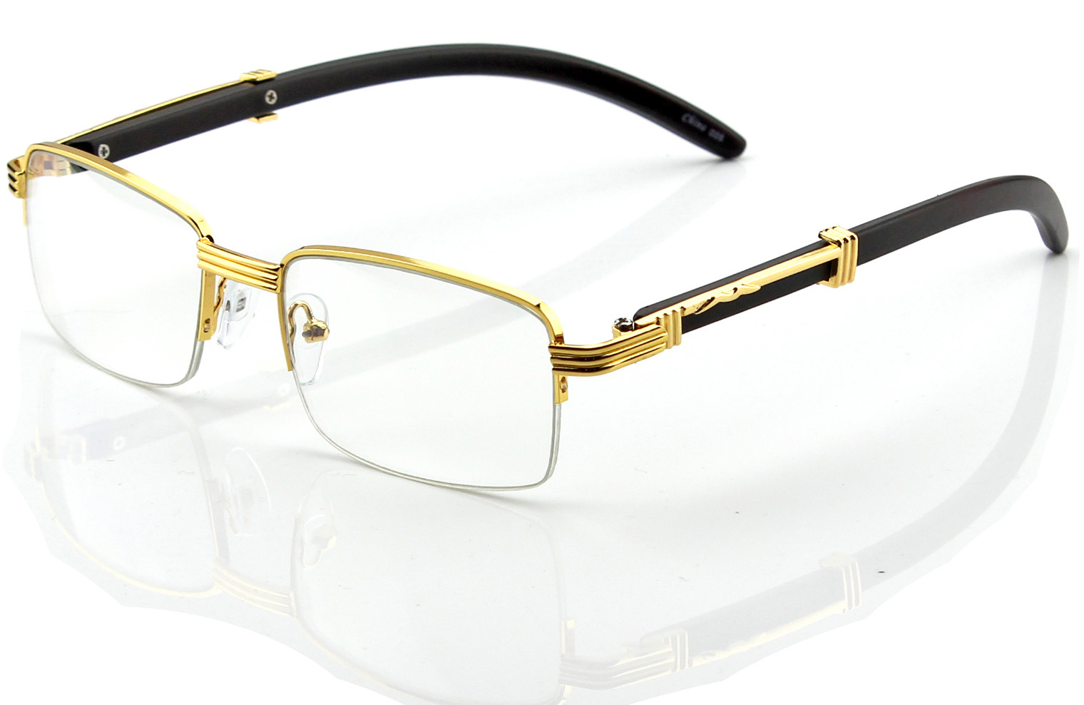 Men Women Half Rim Clear Lens Eyeglasses Retro Vintage Fashion Gold ...