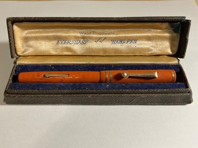 Wahl Eversharp Orange Chased Hard Rubber Fountain Pen 14k Nib & Rare Box | eBay
