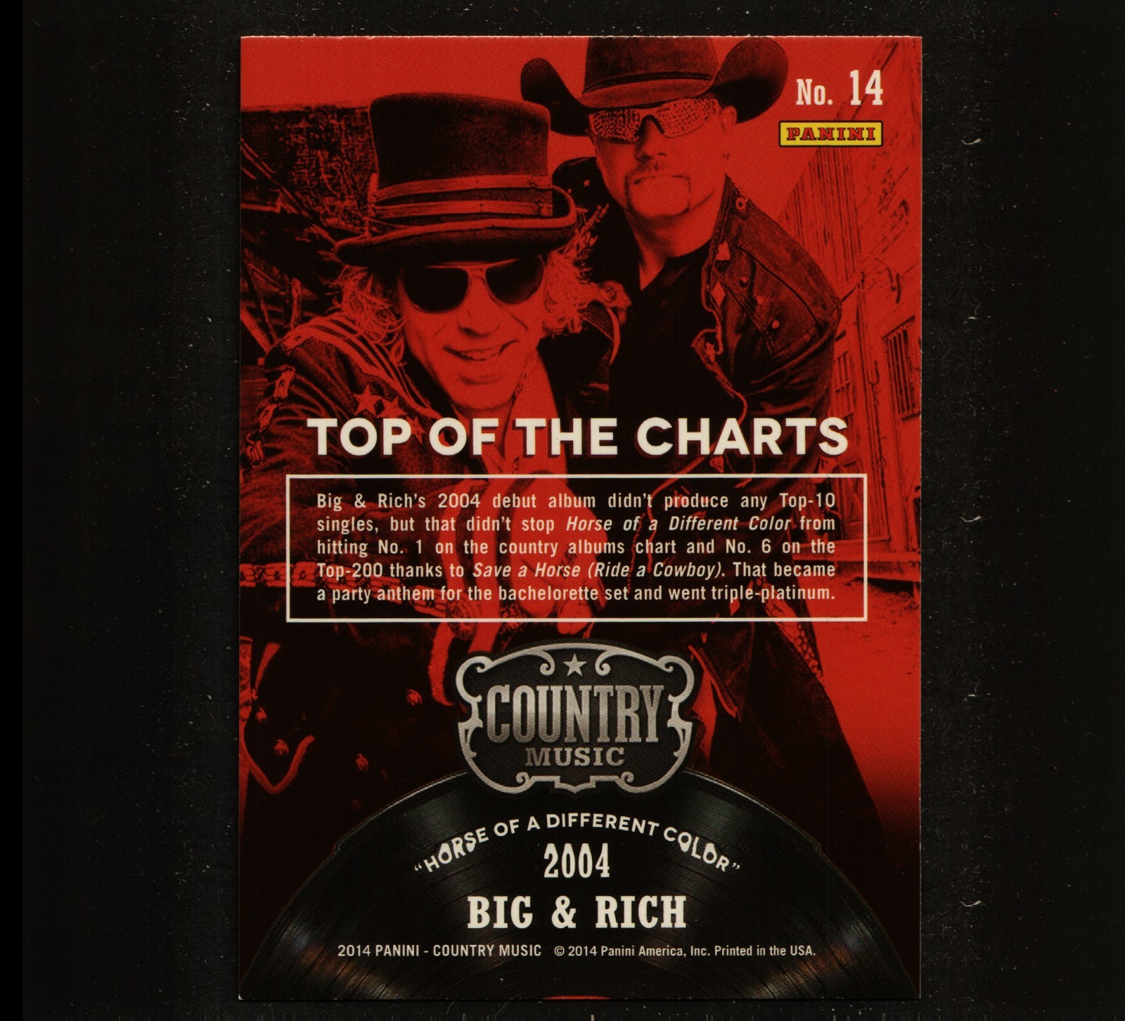 2014 Panini Country Music "Top of the Charts" #14 Big & Rich | eBay