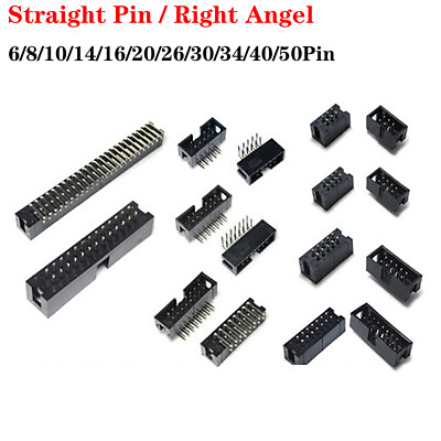 IDC Latched PCB Plug Ribbon Cable Boxed Header Connectors 2.54mm 6 TO ...