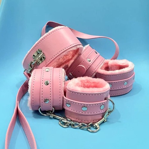 Furry Binding Set Handcuffs Ankle Cuffs Neck Collar Slave Cosplay ...