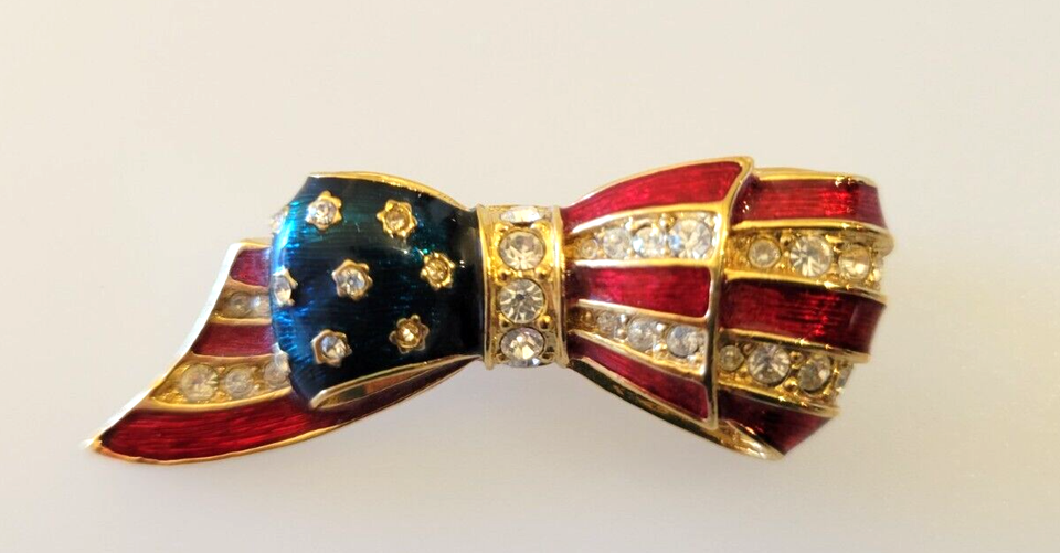 Vintage Patriotic Pins- Red, White, and Blue (Rare Signed CAROLEE Bow ...