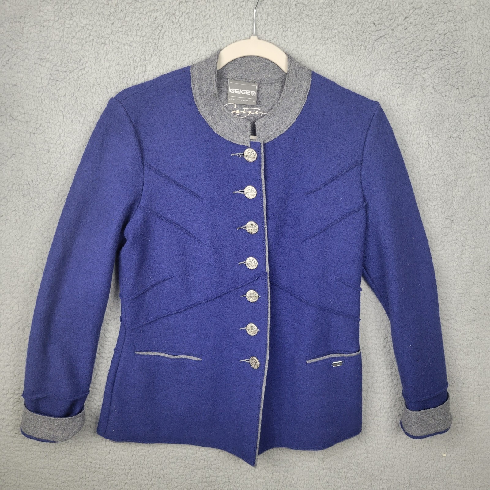 Geiger Womens Navy Blue Boiled New Wool Jacket Sz 38 Made in Austria | eBay