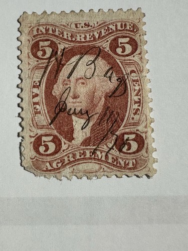 US Internal Revenue Stamp Scott # R23c - 1862-71 5 C Agreement, Old ...