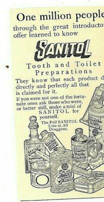 Vintage Ad Print Sanitol Tooth & Toilet Preparation 1914. 2.25 x 4.5 | eBay