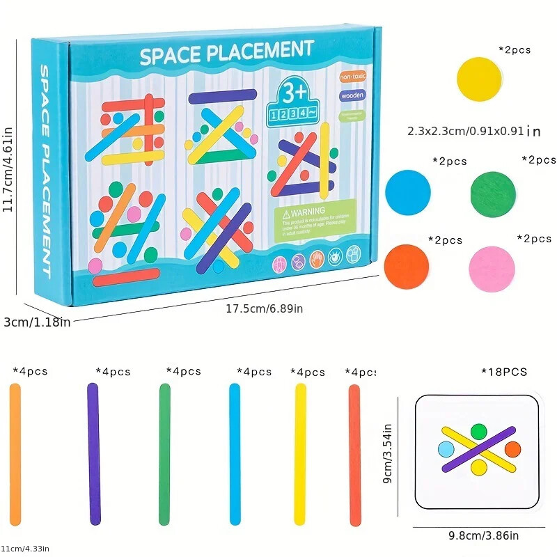 Kids Rainbow Stick Puzzle Montessori Toys Color Sensory Logical ...