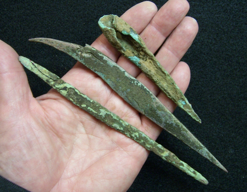 CACHE OF 3 AUTHENTIC OLD COPPER CULTURE ARTIFACTS FROM GOGEBIC CO ...