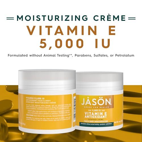 JASON Vitamin E 5,000 IU Moisturizing Crème, For Face and Body, 4 Fluid ...