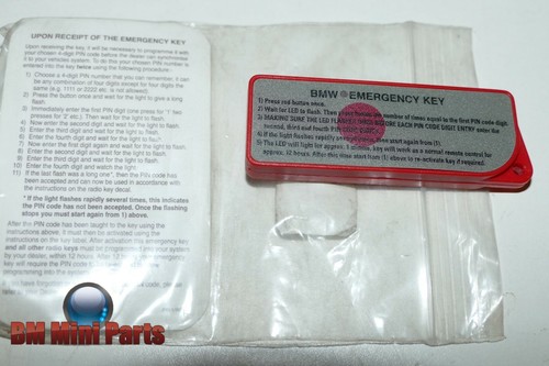 BMW Emergency Red Override Key with Instruction 93870000032 | eBay