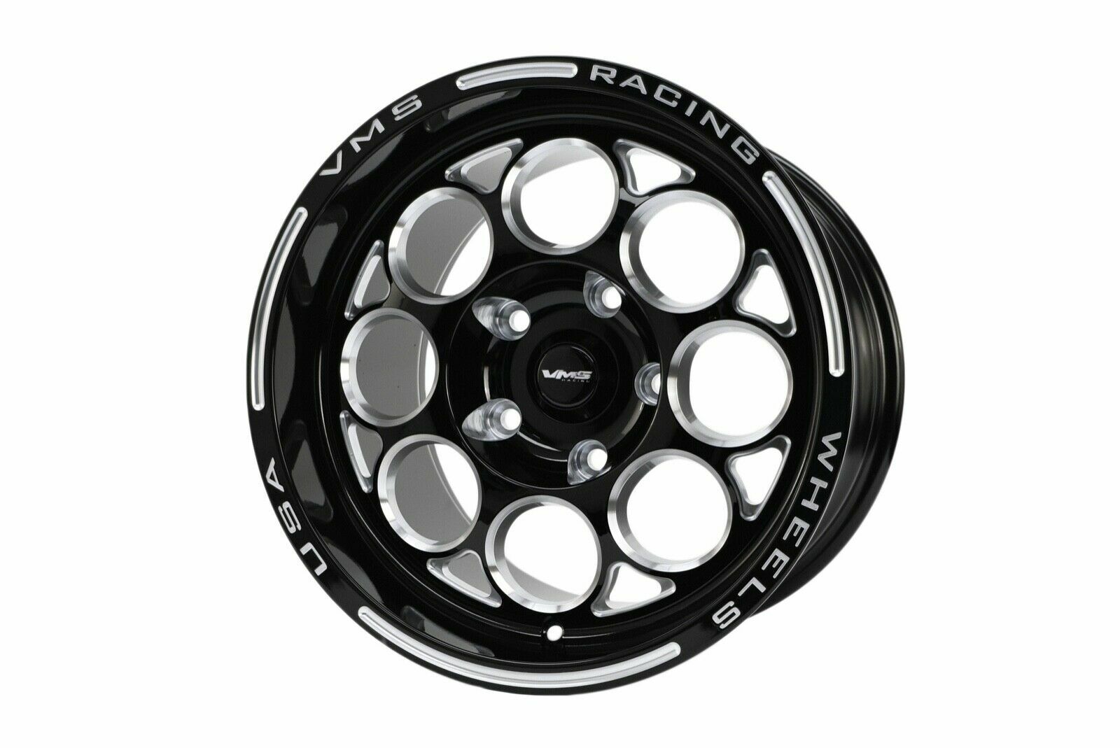 VMS Drag Pack Black Modulo Rim Wheel 15x10 & 15x3.5 5X120 +50ET (5x4.75 ...