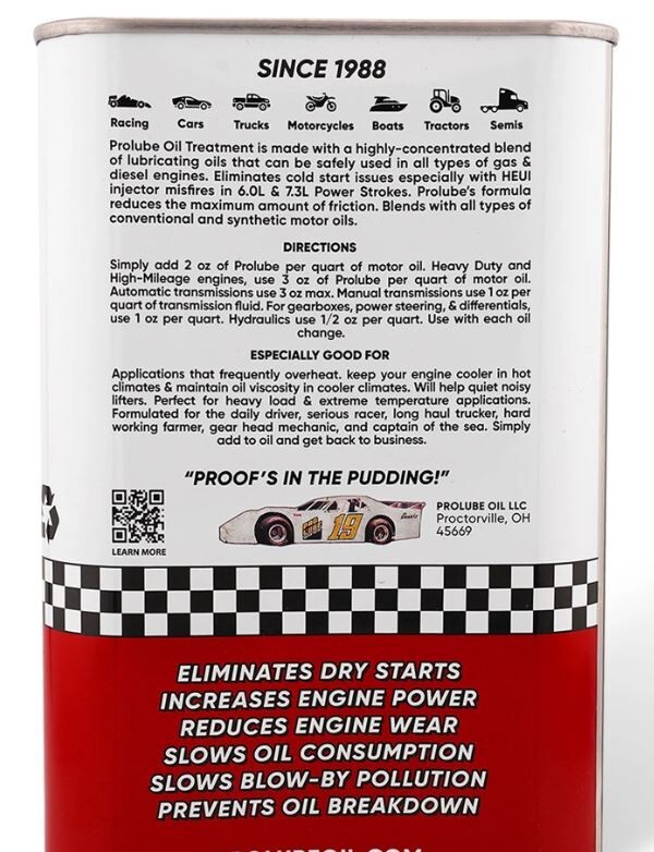 Prolube Oil Treatment 1 Gal, Increased HP, Engine Reliability Oil ...