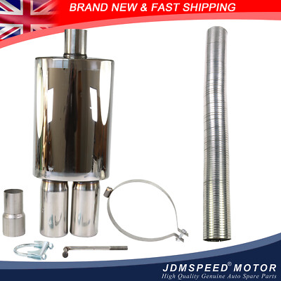 Universal Exhaust Back Box Twin Tip Stainless Steel Sports Performance ...