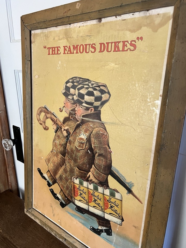 🔳 Rare Antique 1910 "The Famous Dukes" Poster • Tobacco Advertisement ...