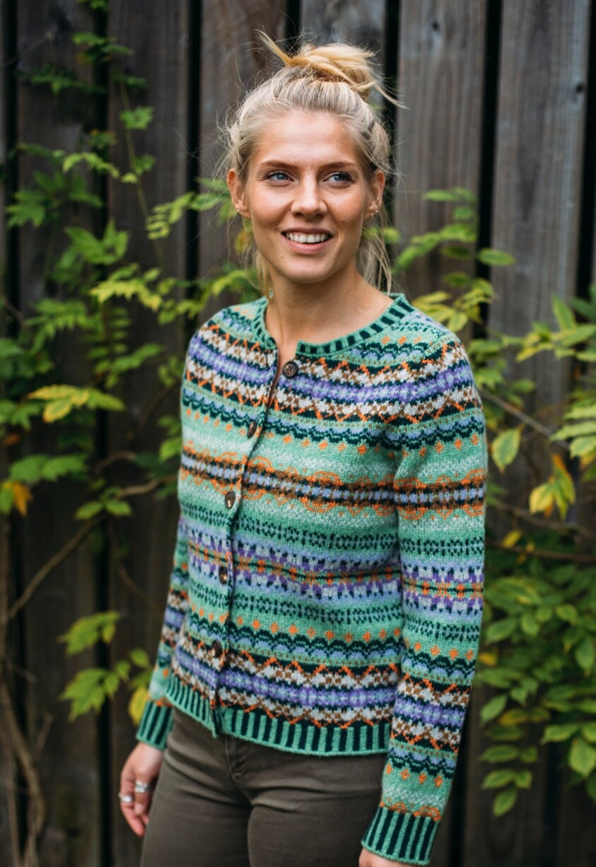 BNWT ERIBE Westray Cardigan Fairisle Meadow 100% Wool L RRP £234 ...