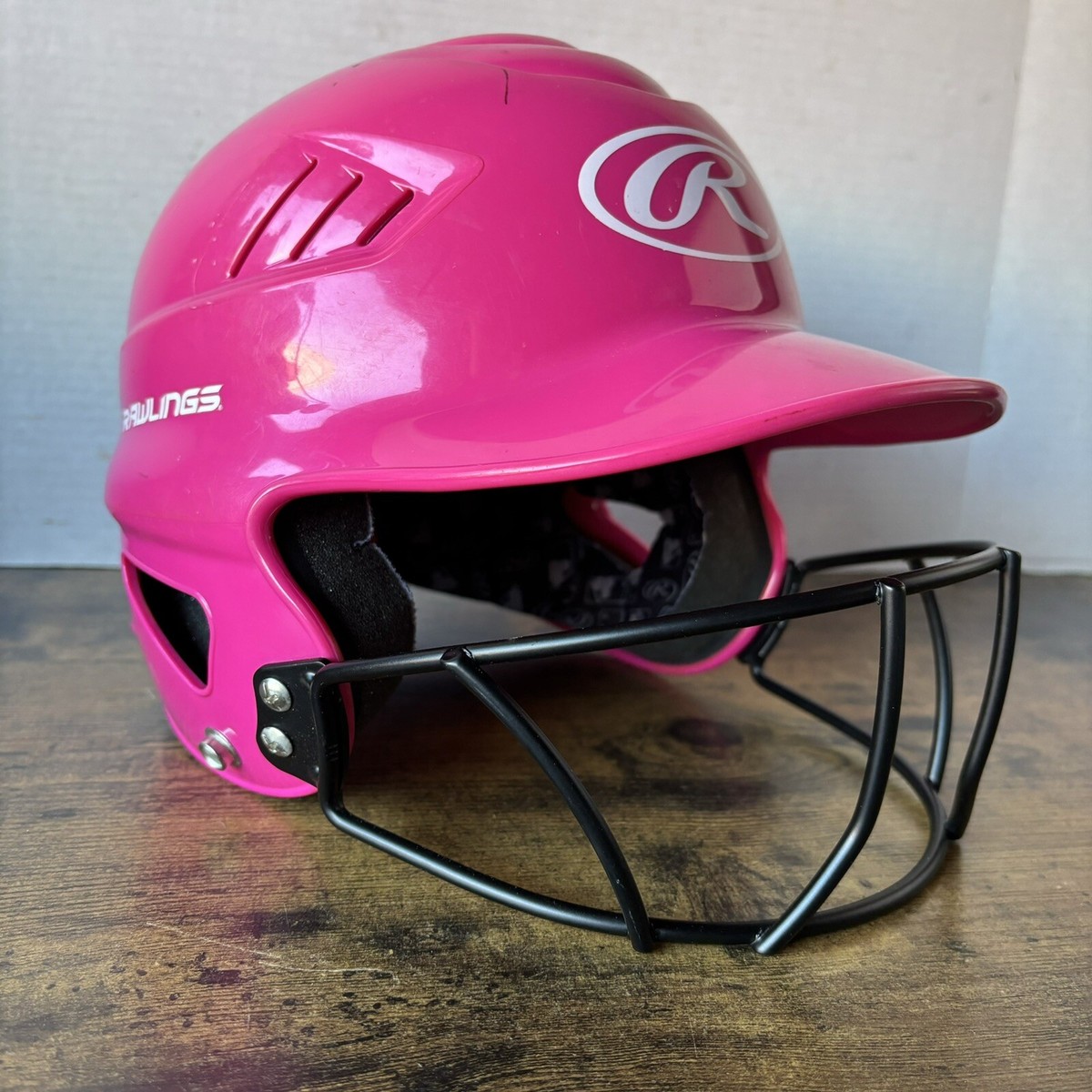 Pink Batting Helmet Cute Coquette Style Illustration Of Pink Baseball